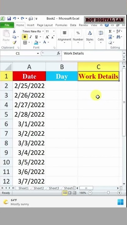 how to get day name from date in ms excel 🔥🔥 #excel #shorts - YouTube