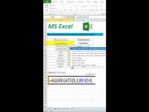 Total/Sum Nikale errors ko ignore krke Excel me I Aggregate Function in Excel I Excel Tips ...
