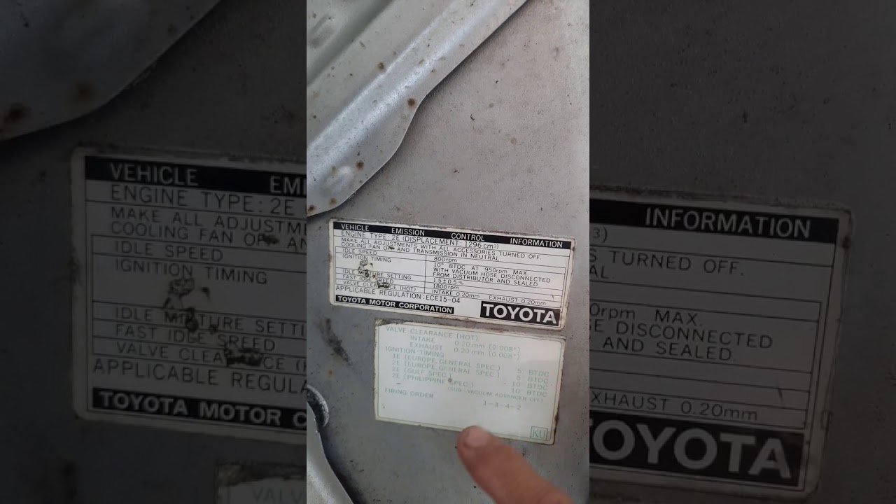 toyota 2E valve clearance/emission control information/firing order ...