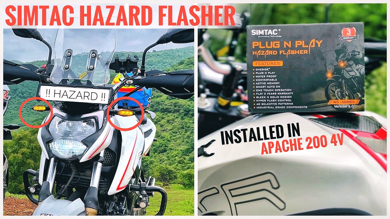 Simtac Hazard Flasher Installed In Apache 200 4V | When and how to Use - YouTube