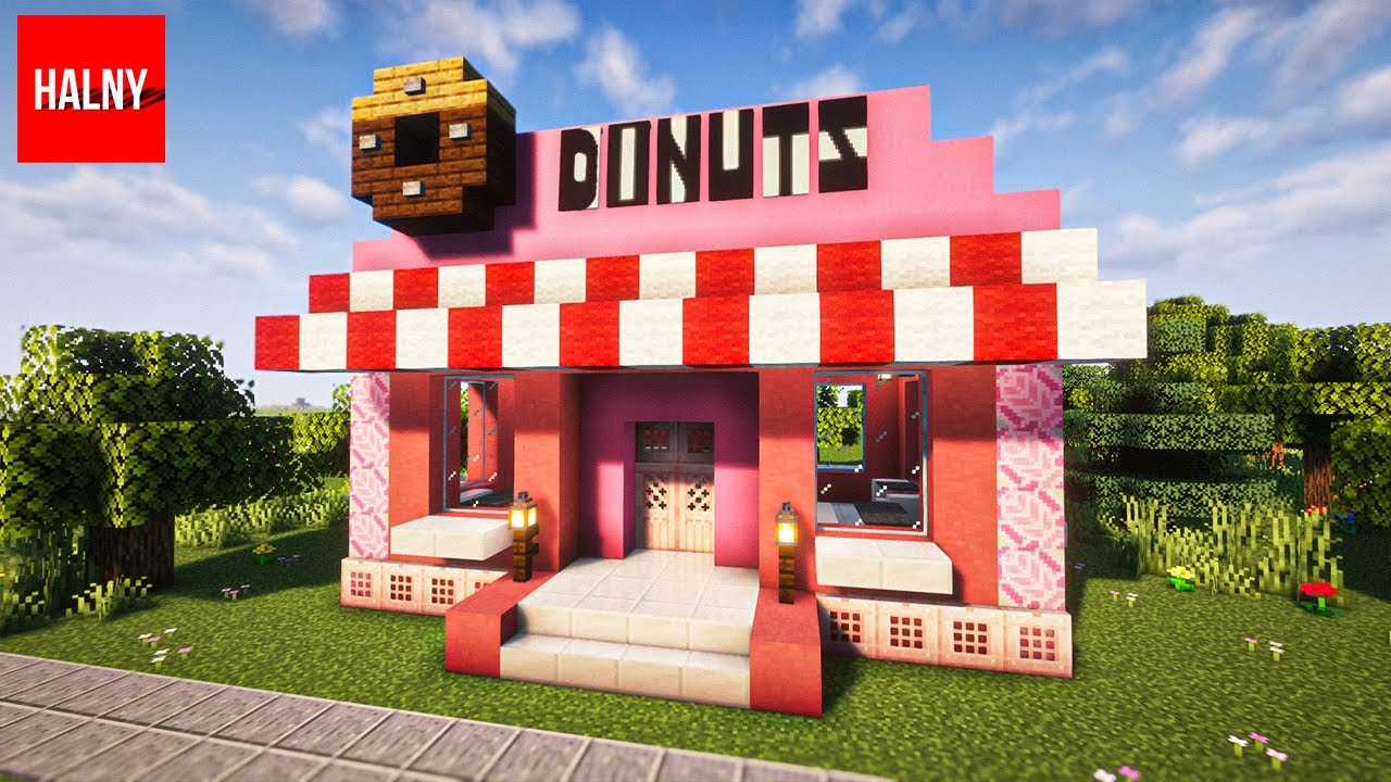 How to build a donut shop in minecraft🍩 - YouTube