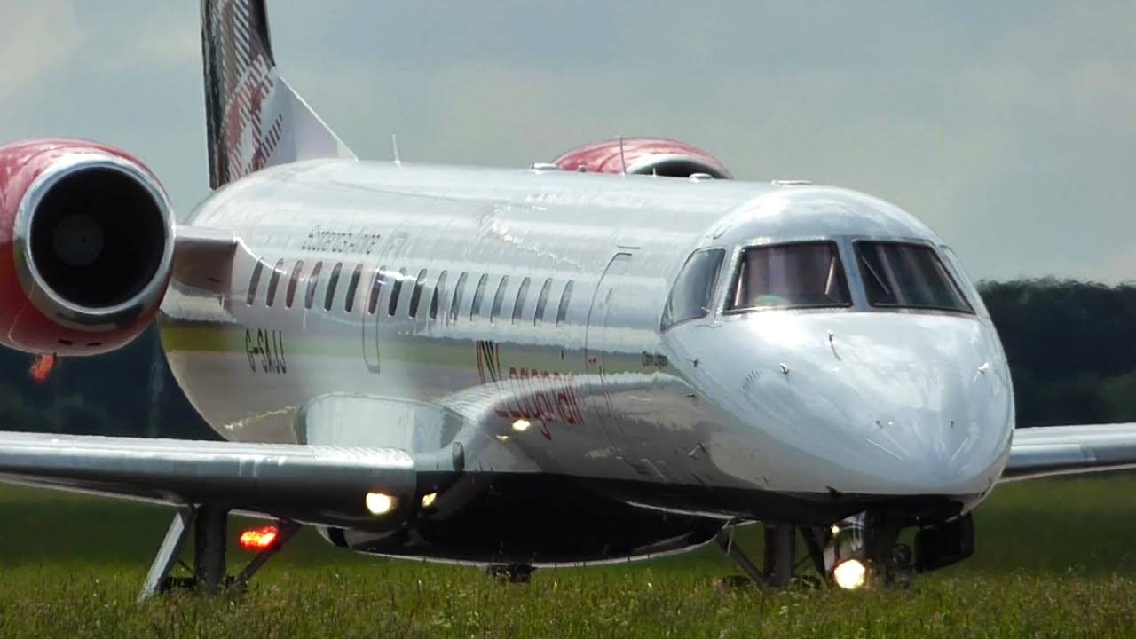 Loganair E145 Landing and Take-Off from Norwich Airport - YouTube