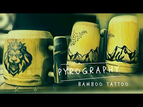 pyrography on bamboo mug @ASHOLOGYeg - YouTube