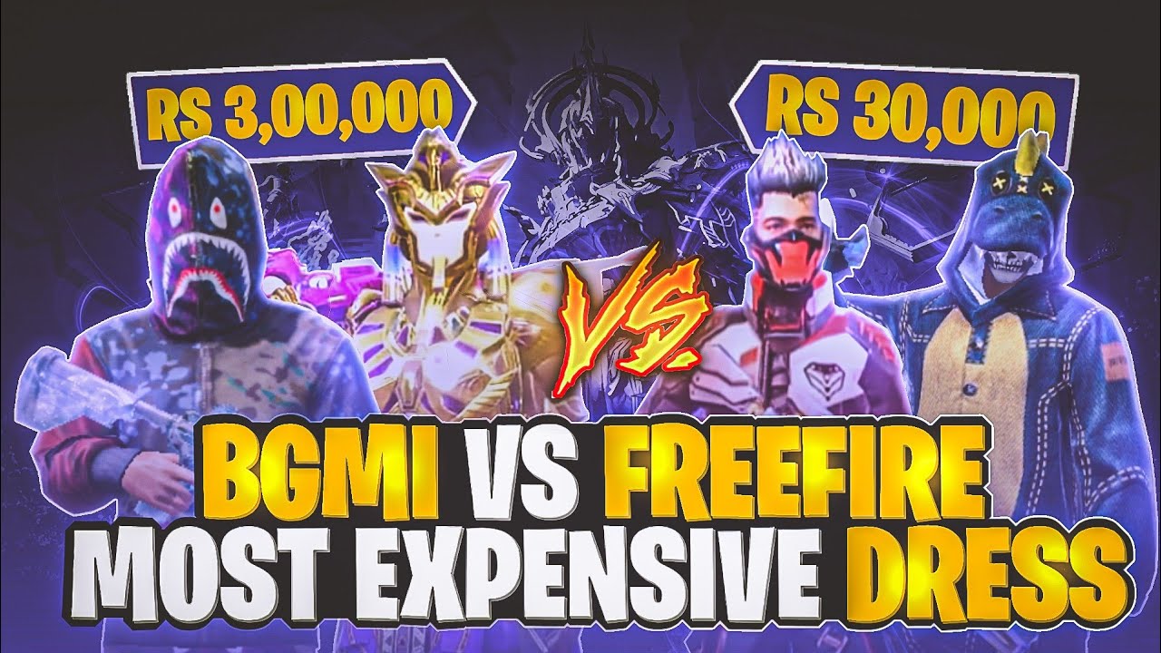 🤯BGMI VS FREEFIRE MOST EXPENSIVE DRESS😱BGMI VS FREEIFRE COMPARISON😡PUBG ...
