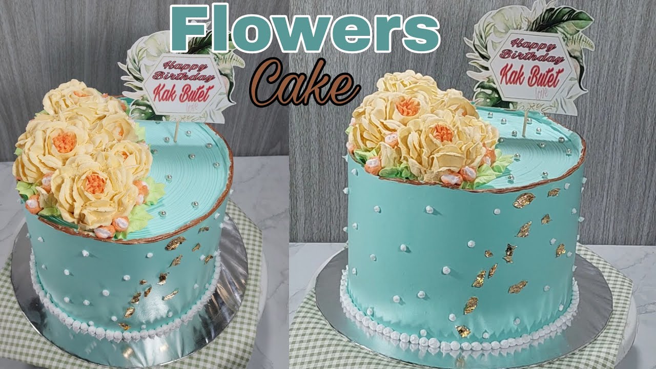 Cake tema Bunga |Buttercream flower cake - YouTube