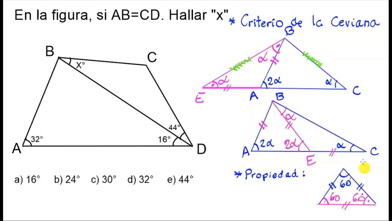 Triangulos: Criterio trazo de la Ceviana - Ejemplo - YouTube