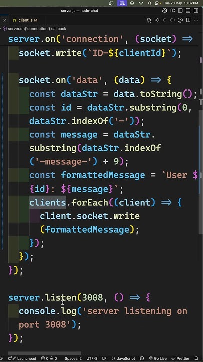 Sending the Message to all connected clients to TCP Chat Server in NodeJS - YouTube