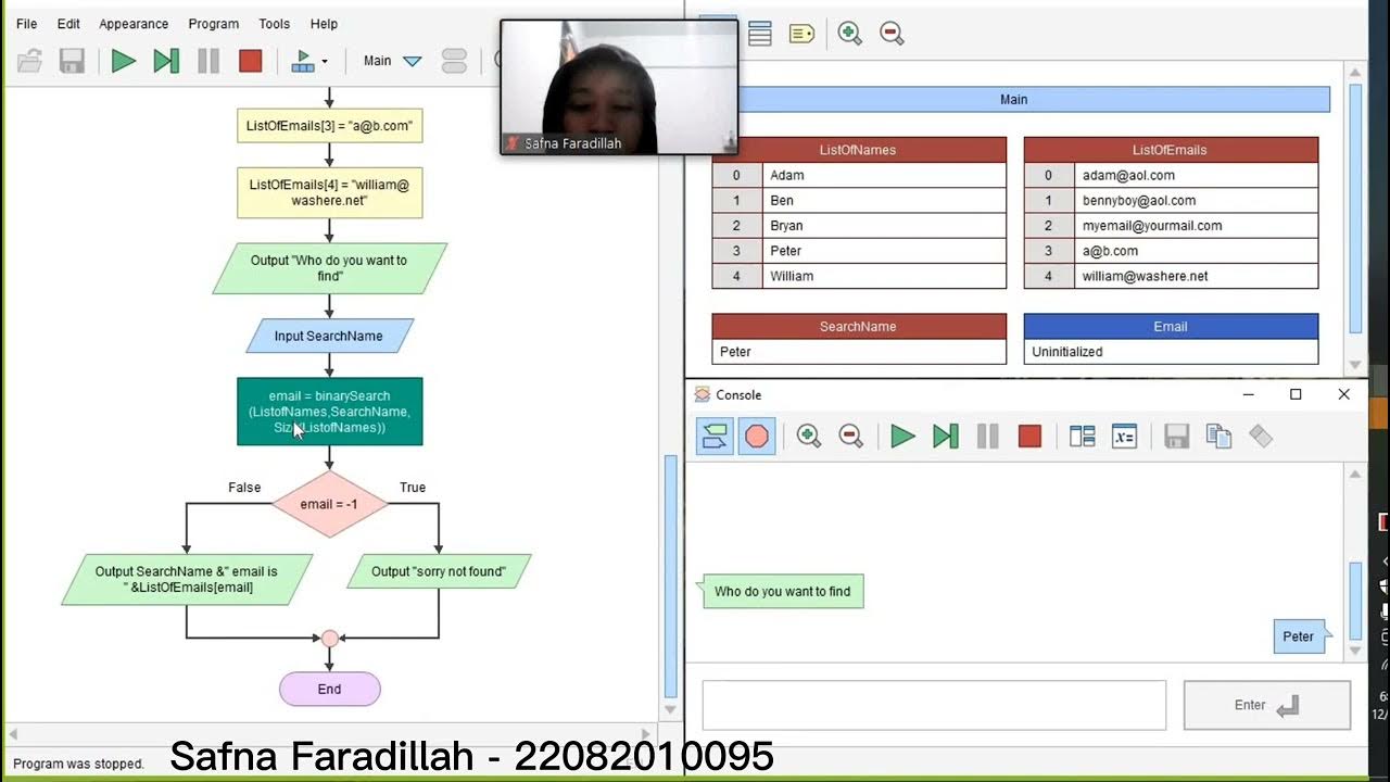 FLOWGORITHM BINARY SEARCHING - YouTube