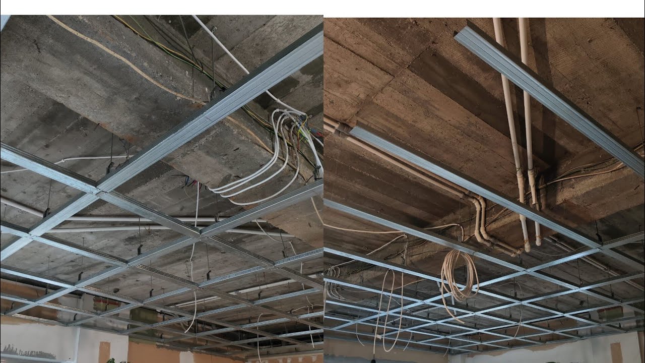 Montarea unui tavan fals, suspendat din placi de rigips. - YouTube