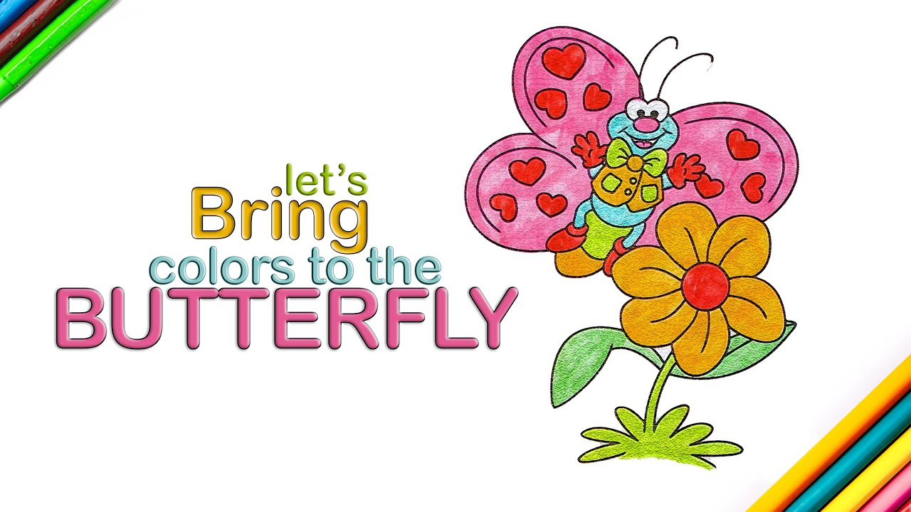 Let's bring colors to the BUTTERFLY | Easy coloring for kids/toddlers ...