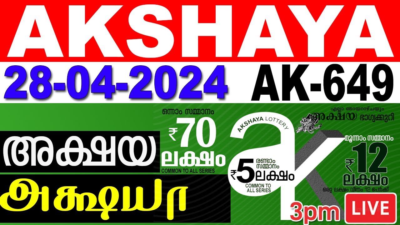 KERALA LOTTERY AKSHAYA AK-649 | LIVE LOTTERY RESULT TODAY 28/04/2024 | KERALA LOTTERY LIVE ...