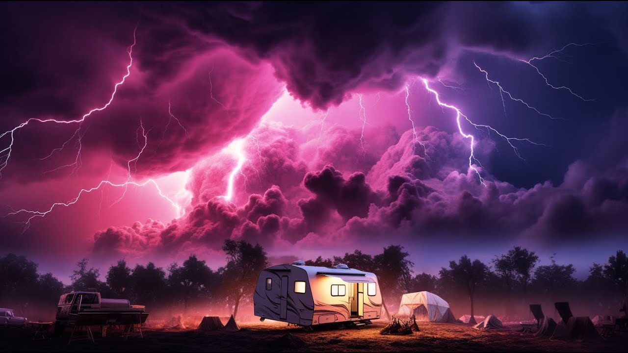 Beautiful Lightning Strikes with Heavy Rain & Powerful Thunder Sounds ⚡ ...