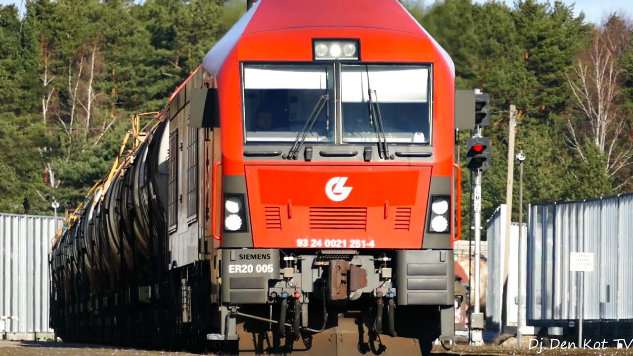 Siemens ER20CF-005 with a freight train in Giruliai (Lithuania) - YouTube