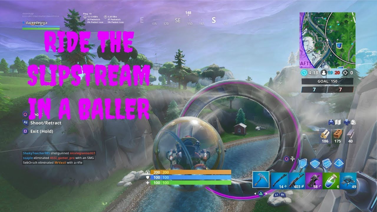 Fortnite Slipstream Ride In a Baller Around the map - YouTube