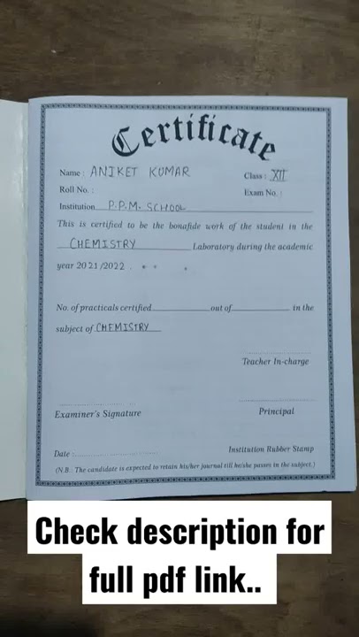 Chemistry class 12 term 2 practical copy #shorts - YouTube