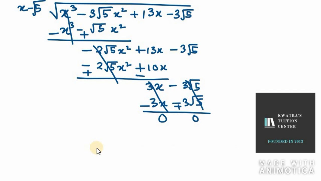 5 Given That X 5 Is A Factor Of Cubic Polynomial X 3 3 5 X 2 13x 3 5