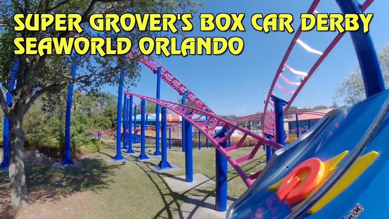 Super Grover's Box Car Derby Roller Coaster POV at SeaWorld Orlando ...