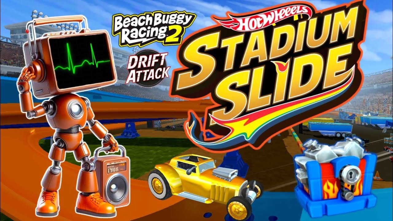 Stadium Slide 🤖🏁"Drift Attack" |🏆 HotWheels Crate + HW Crown 🏆| BeatBot | (Beach Buggy Racing 2 ...