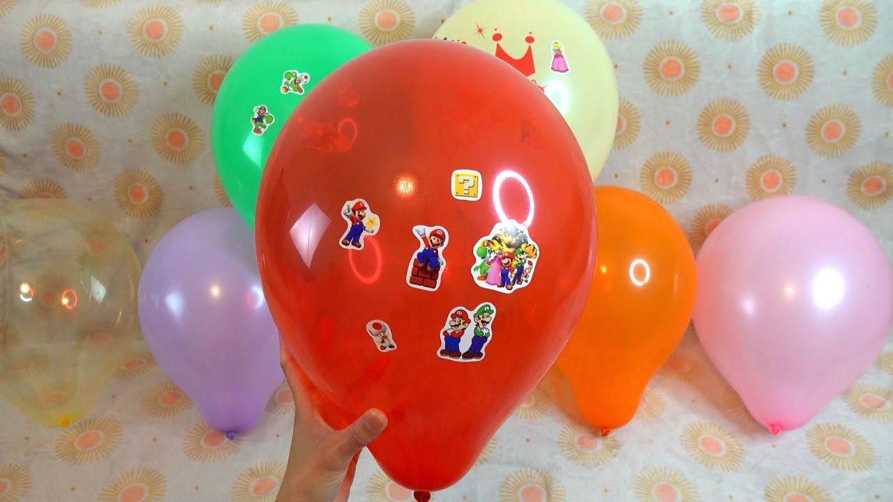 POPPING MARIO STICKER BALLOONS PART 44! #satisfying #asmr #popping # ...