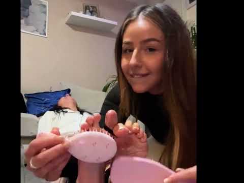 Cute girl tickled