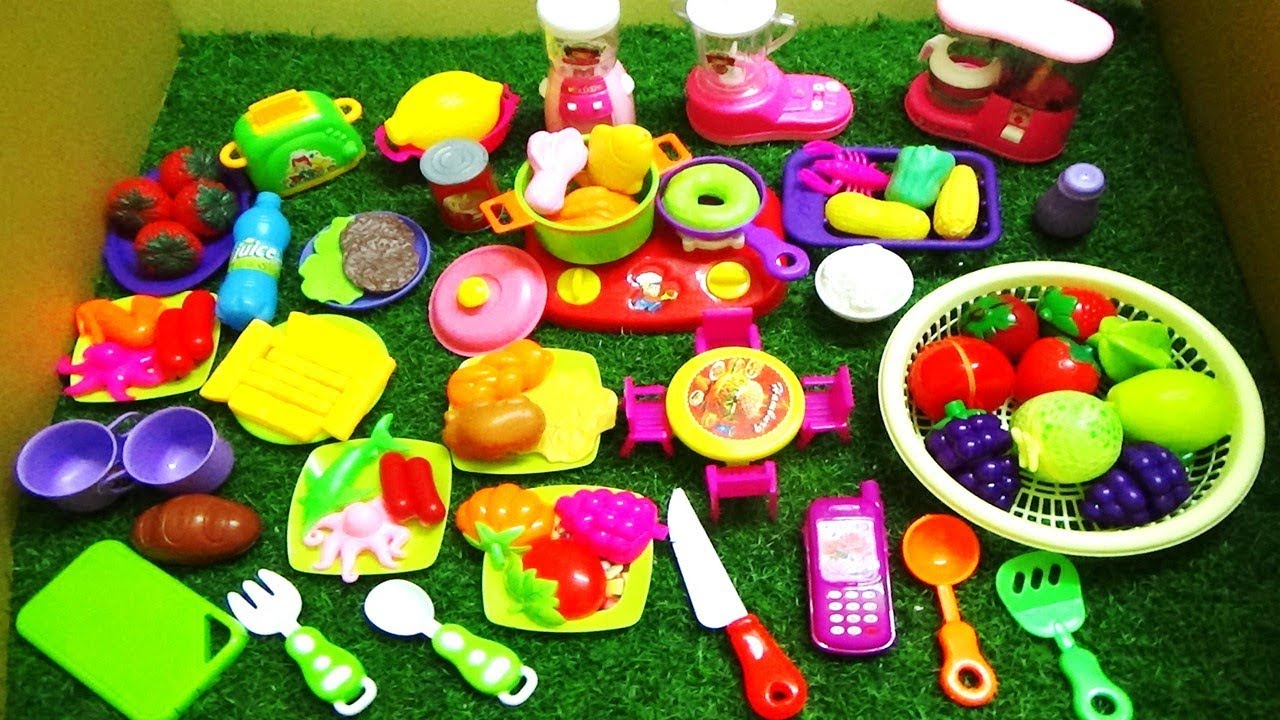 Kitchen play set with pretend food,home appliances toy and phone -kids ...