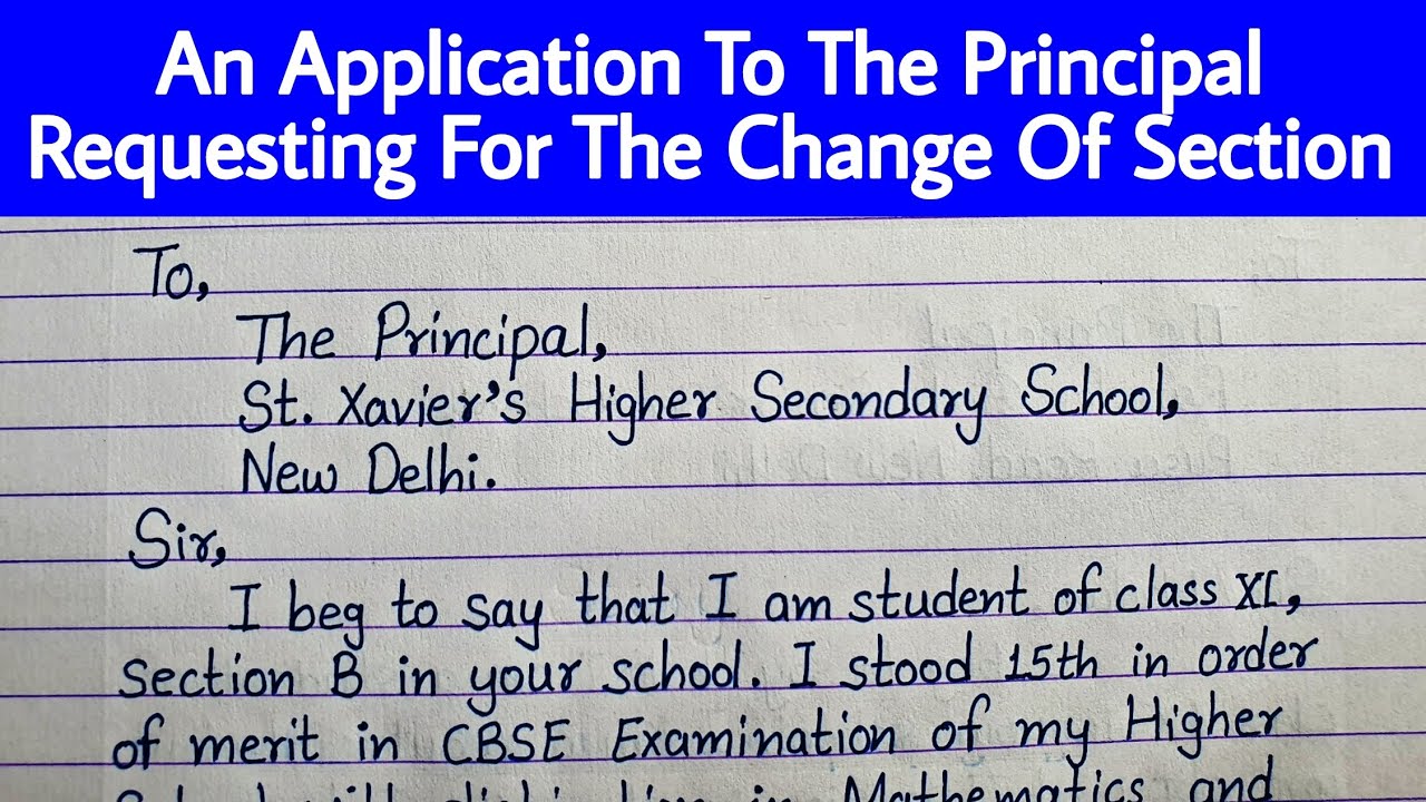 " A Letter To The Principle Requesting For Change Of Section " || PLS ...