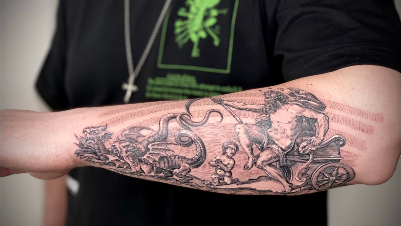 Chronos tattoo engraving style - YouTube