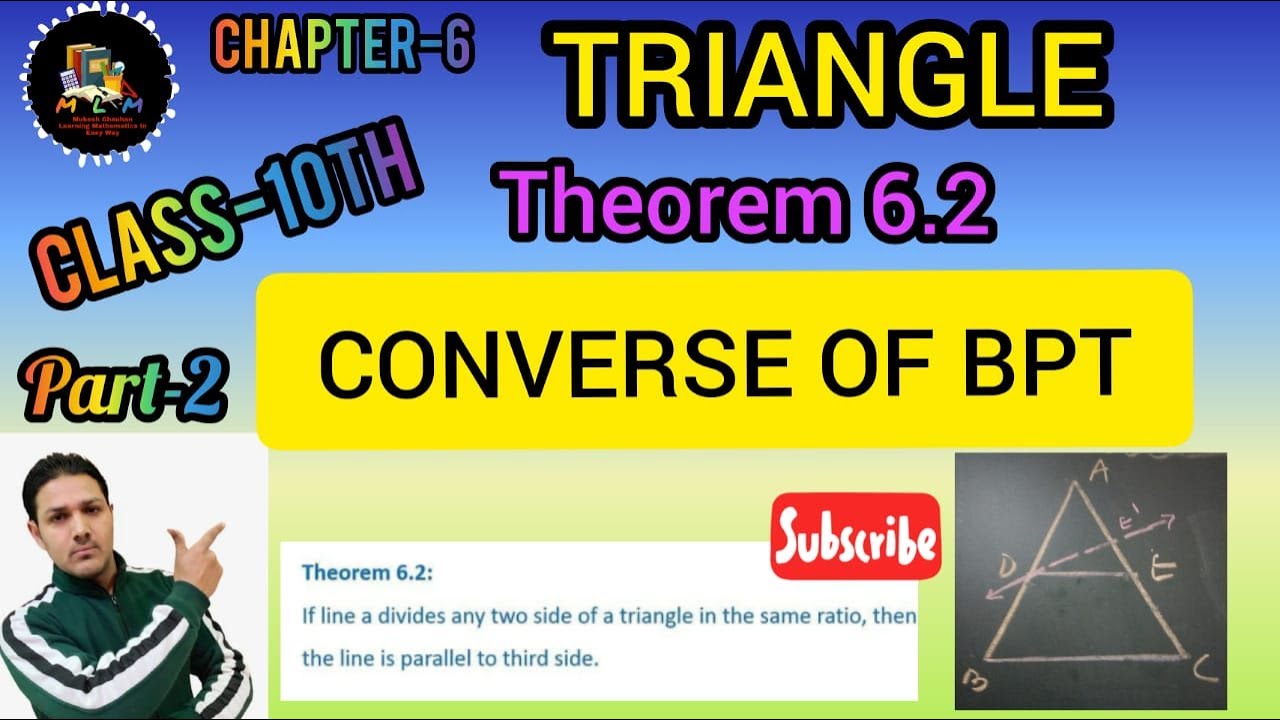CONVERSE OF BASIC PROPORTIONALITY THEOREM|BPT|class 10th |TRIANGLE ...