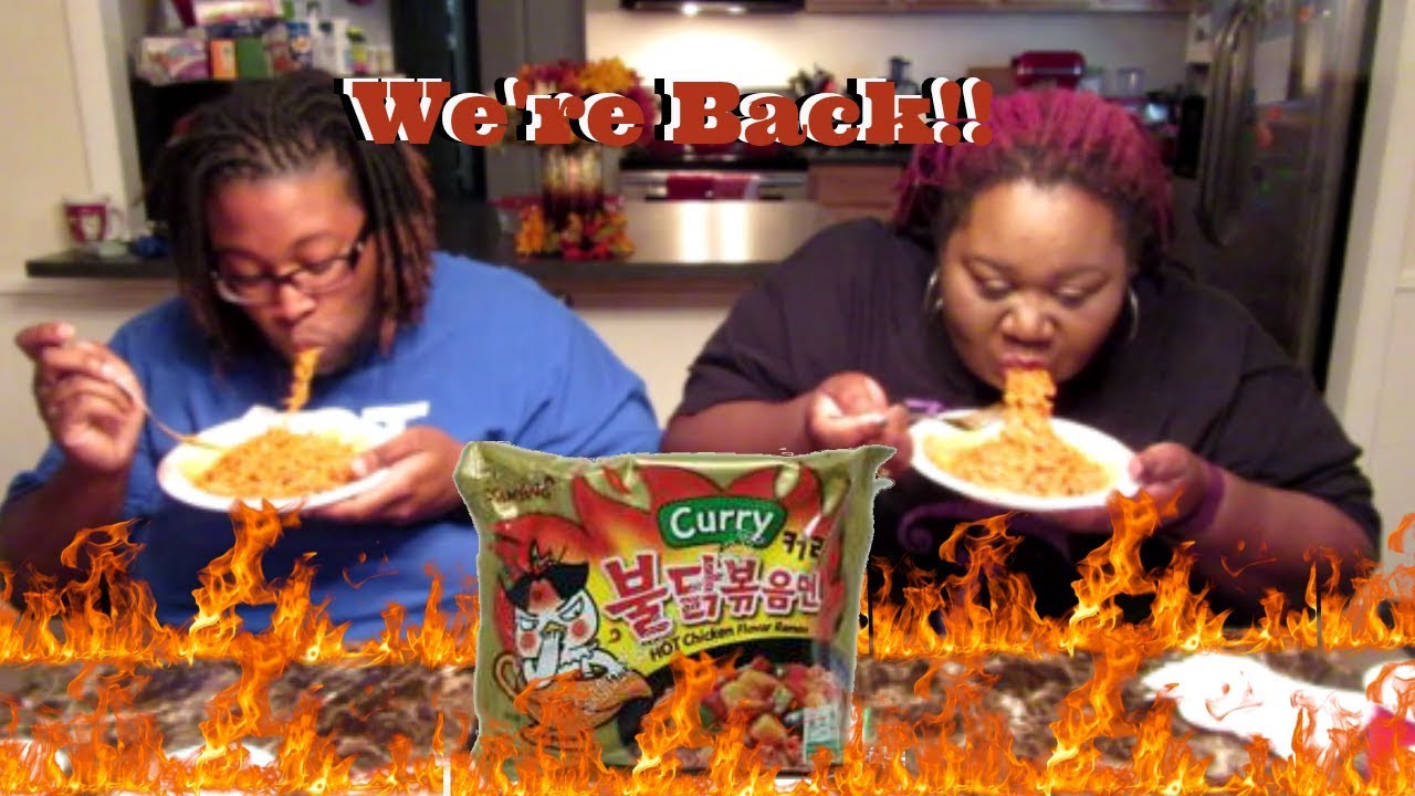 SPICY CURRY FIRE NOODLES CHALLENGE - YouTube