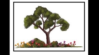 MS Paint Tutorial : Easy method of painting tree and fl... | Doovi