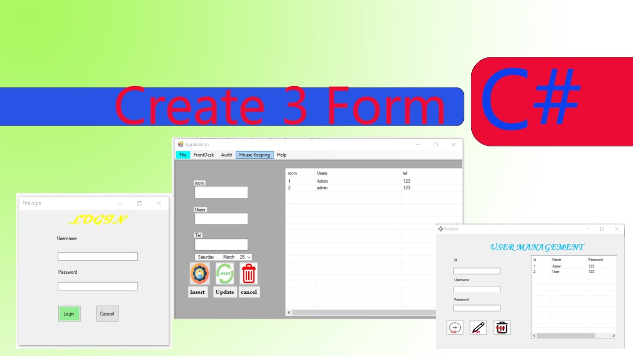 បង្កើតកម្មធីបញ្ជូលទិន្នន័យ | how to make form login in C# | video 1 ...