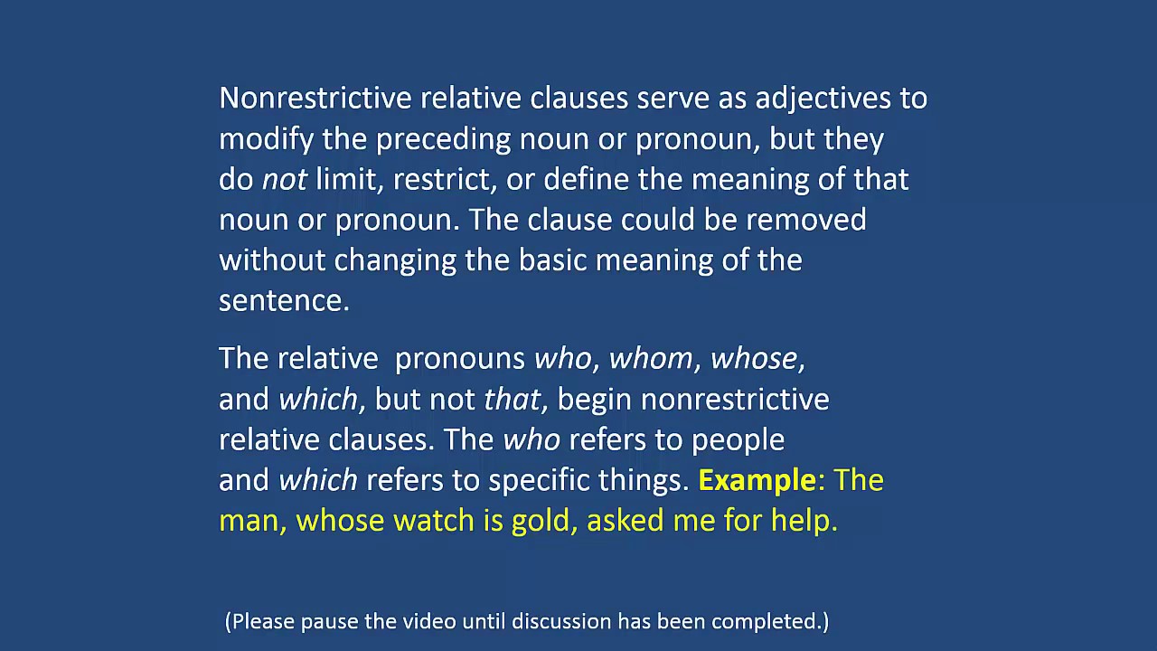 Nonrestrictive Relative Clauses: Grammar and Usage Lesson 30 - YouTube