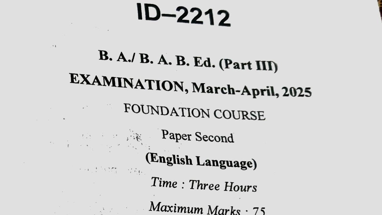B.A Paper 2025 || BA Final Year English Question Paper 2025 | Durg ...