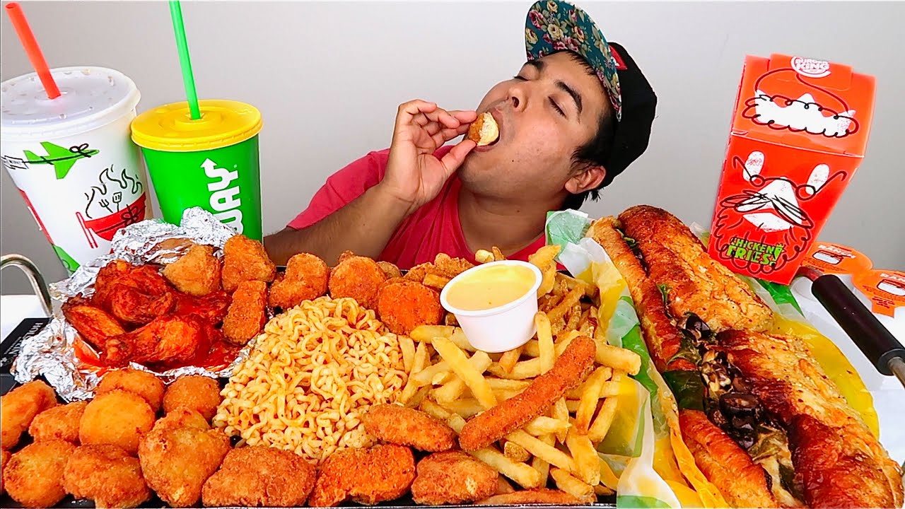 Eating Nikocado's Leftovers - Burger King, Subway, Wings, & Noodles ...