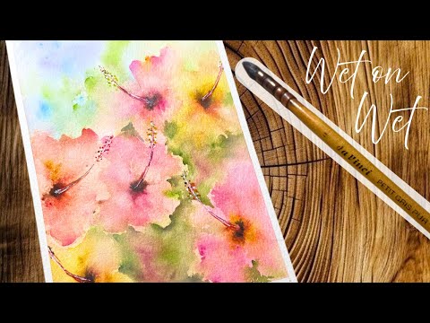 Hibiscus in Watercolor: Only 1 Brush and Wet-on-Wet Technique