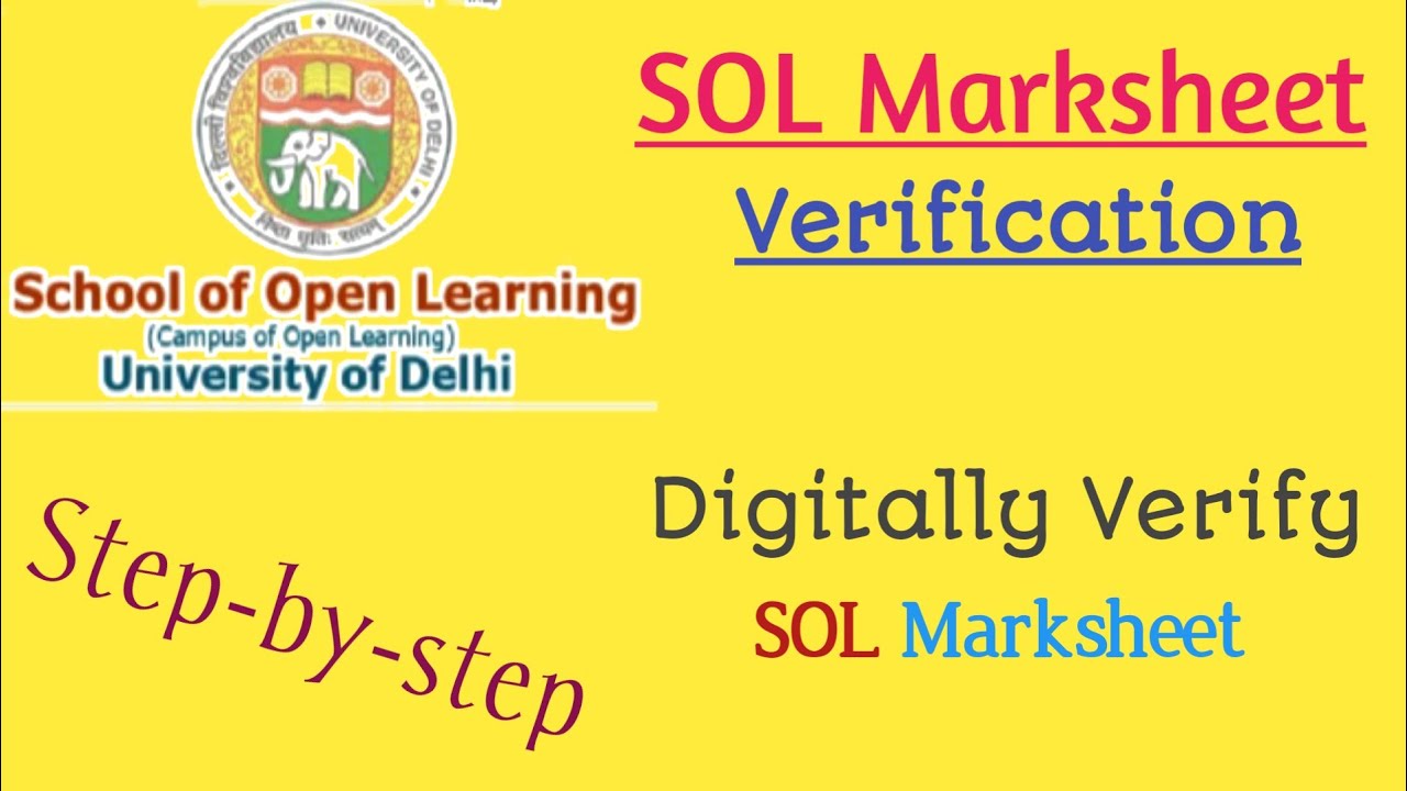 How To Verify Digitally SOL Marksheet l Verification Process Online l # ...