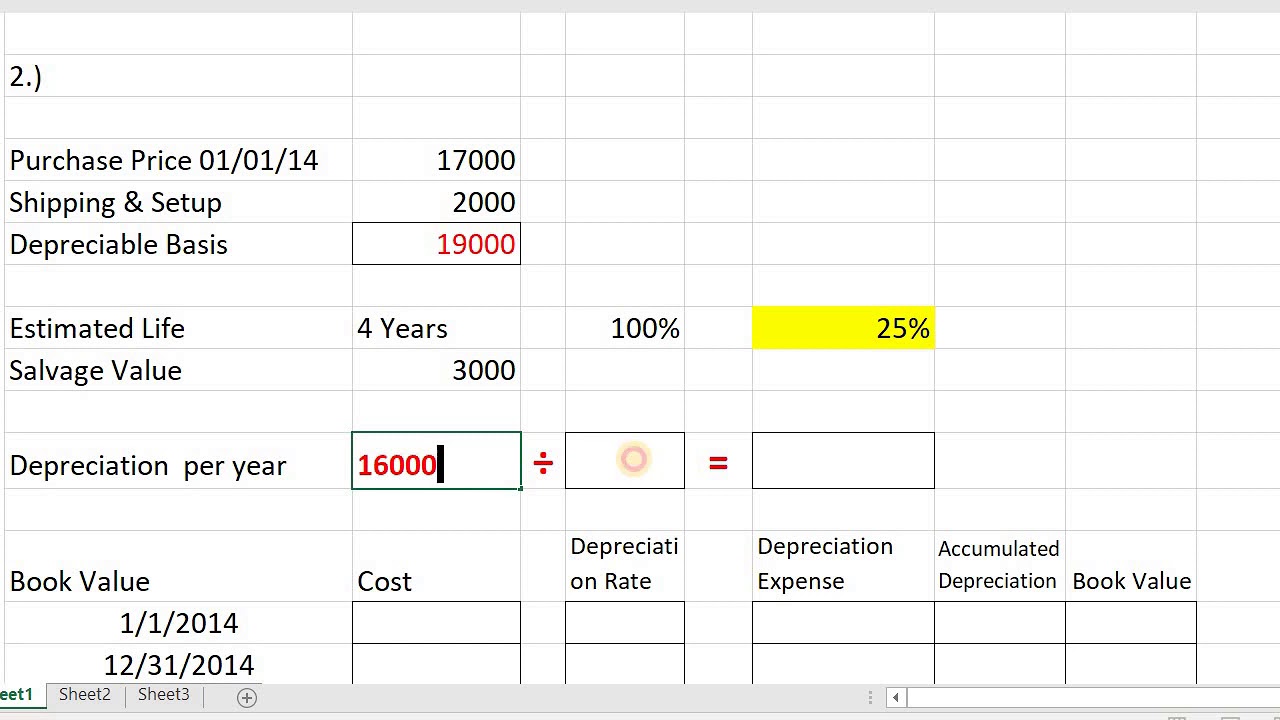 AC 101 Ch 10 Worksheet Straight Line Depreciation Video Solution - YouTube
