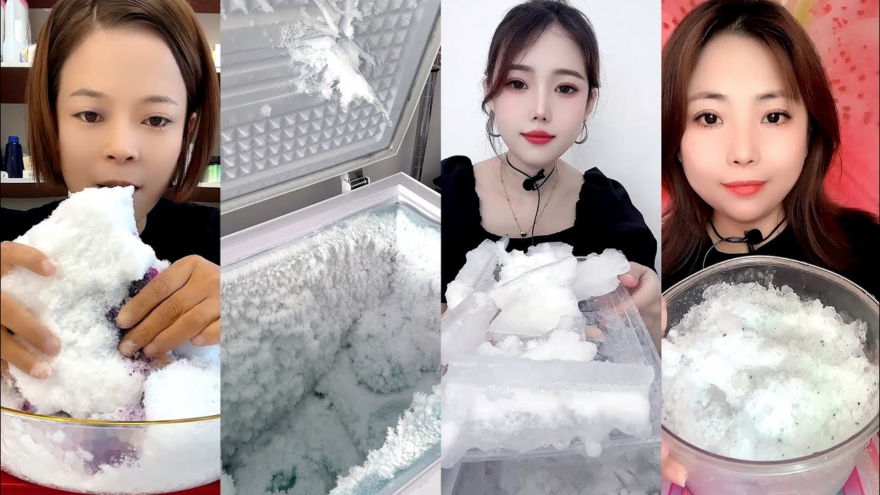 ASMR WHITE ICE EATING / FREEZER FROST EAT - YouTube