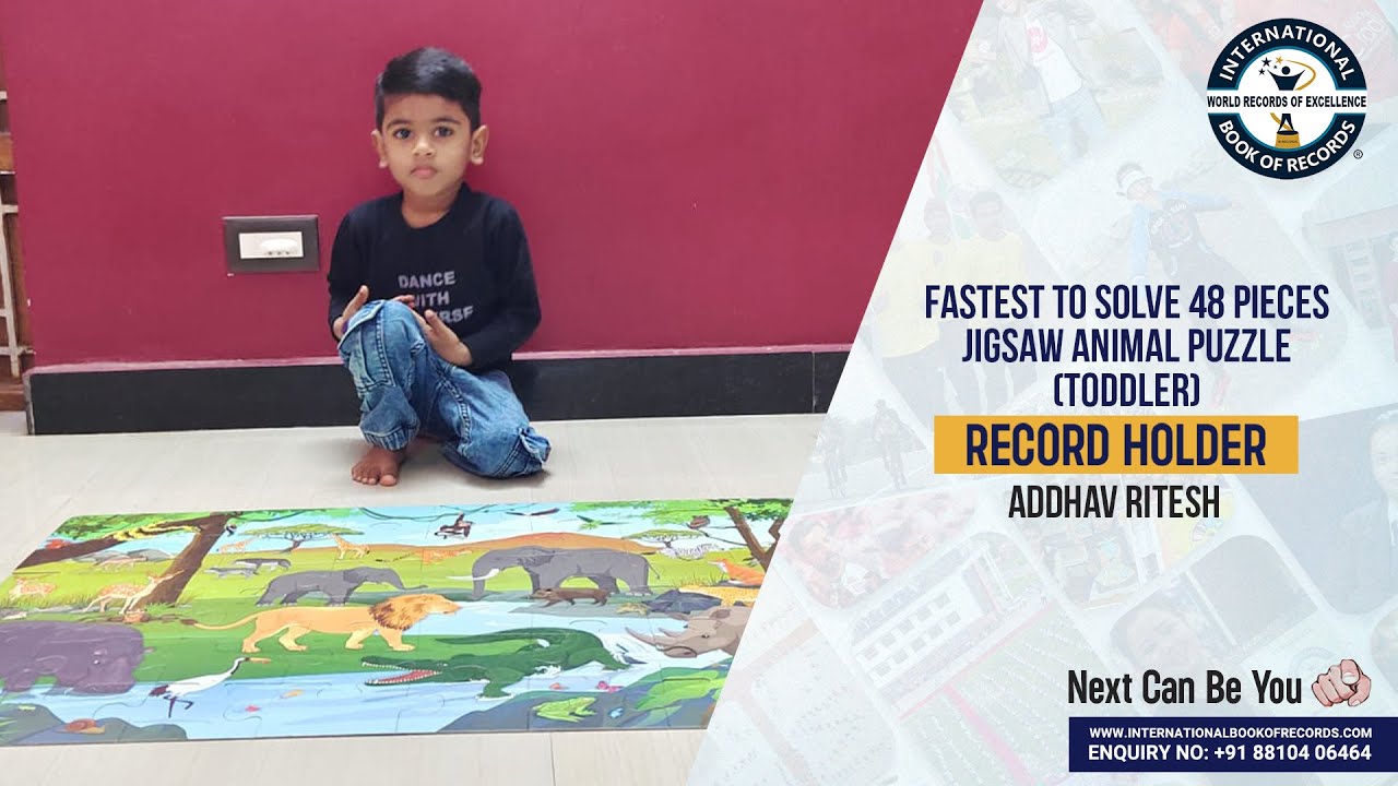 FASTEST TO SOLVE 48 PIECES JIGSAW ANIMAL PUZZLE (TODDLER) - YouTube