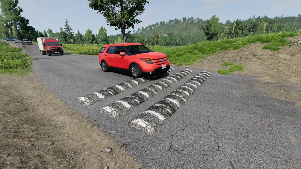 Mobil Cars Truck bus vs Speed bumps beamng drive part 51 - YouTube