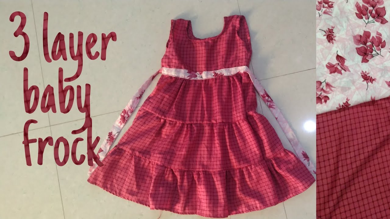 3 layer baby frock cutting and stitching - YouTube