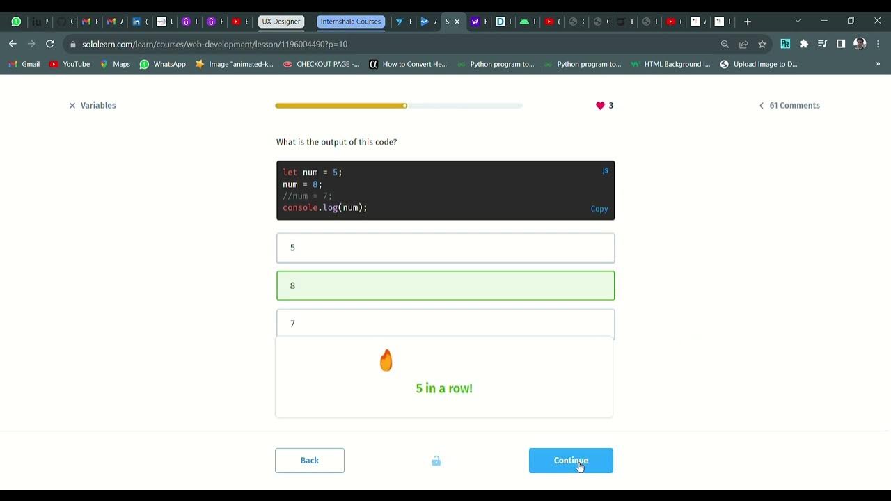 67 Variables Web Development Sololearn Answers Youtube