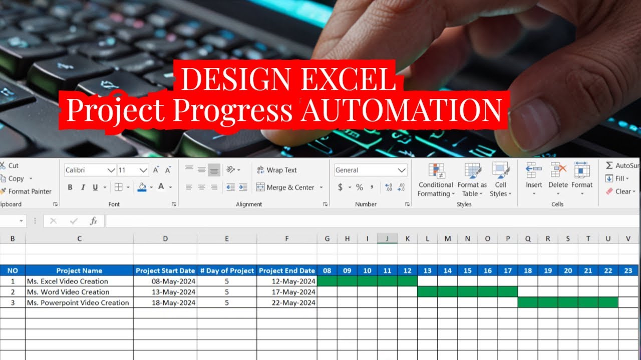 Designing Project Tables Auto Progress Made Easy Excel Exceltips Exceltutorial Excelformula