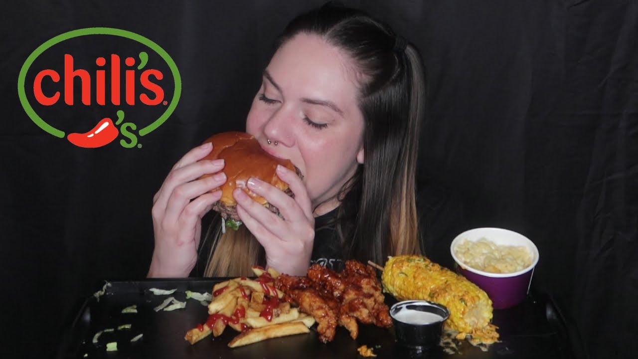 CHILI'S BIG SMASHER BURGER MUKBANG | HONEY CHIPOTLE CHICKEN CRISPERS ...