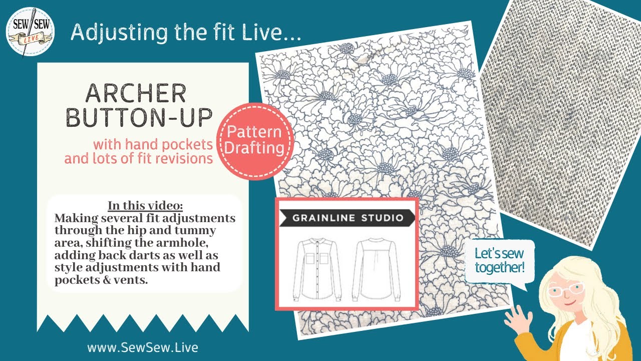 Altering Archer Button Up Pattern by Grainline Studio...by Sew Sew Live - YouTube