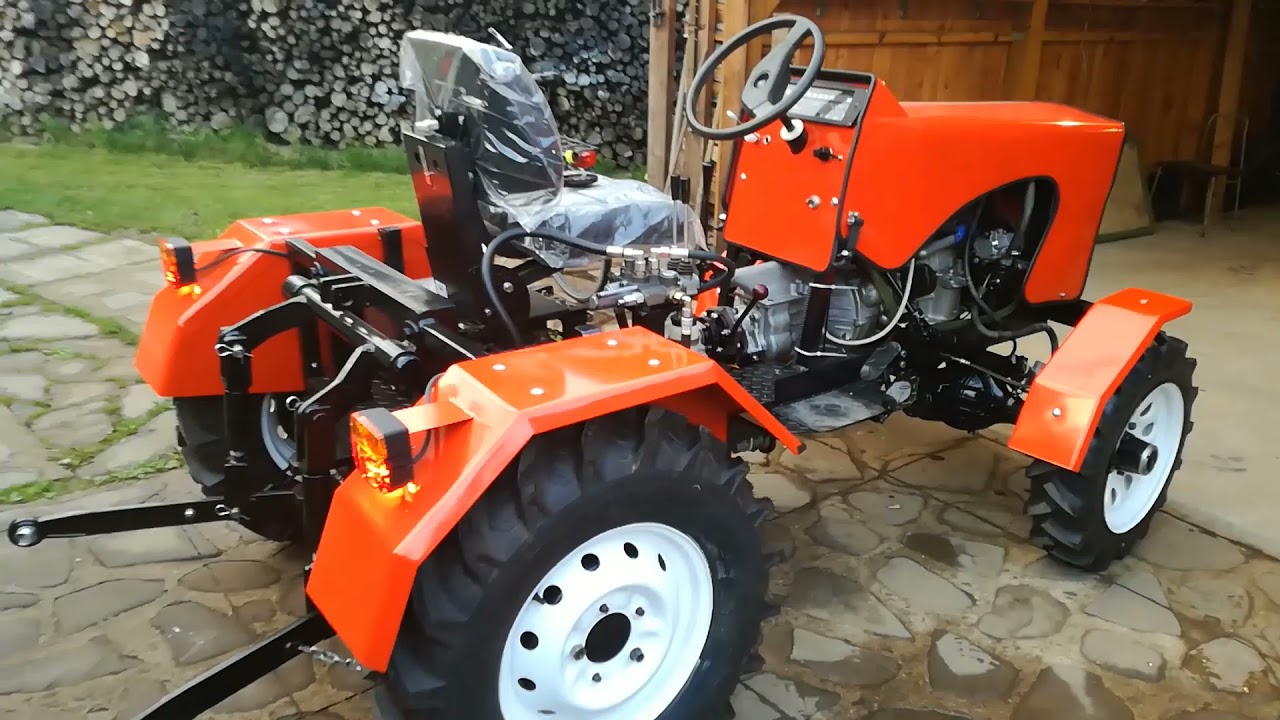 Malotraktor domácej výroby, prvý štart po zložení. - YouTube