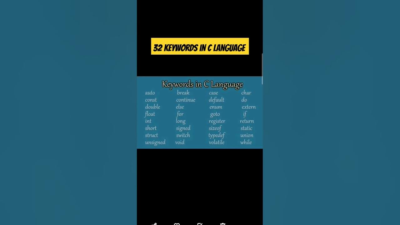 32 Keywords In C Language Cprogrammingshorts Youtube
