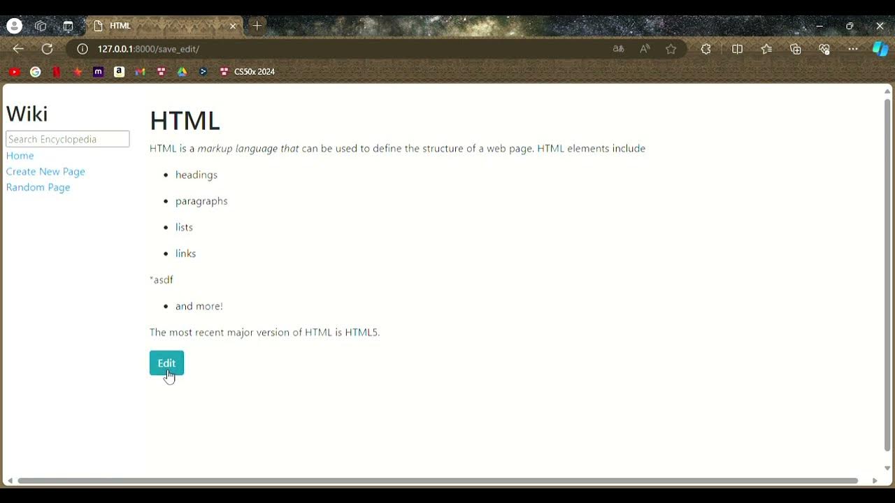 CS50’s Web Programming with Python and JavaScript, Project 1 - YouTube