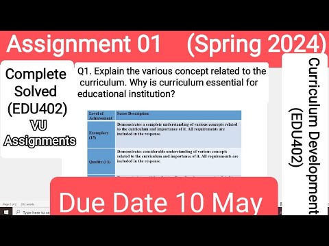 EDU402 Assignment 1 Solution Spring2024 | EDU 402 Assignment 2024 Edu402 Assignment 1 solution ...