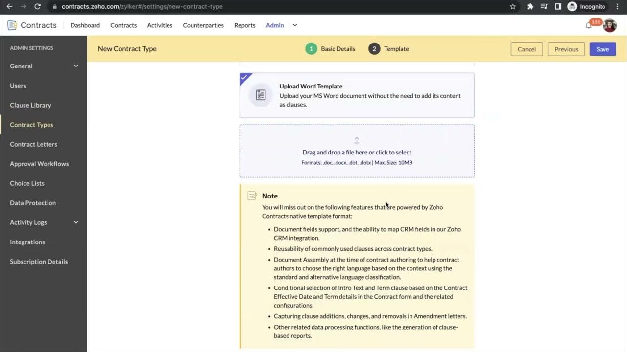 Simplified Contract Authoring Zoho Contracts Youtube